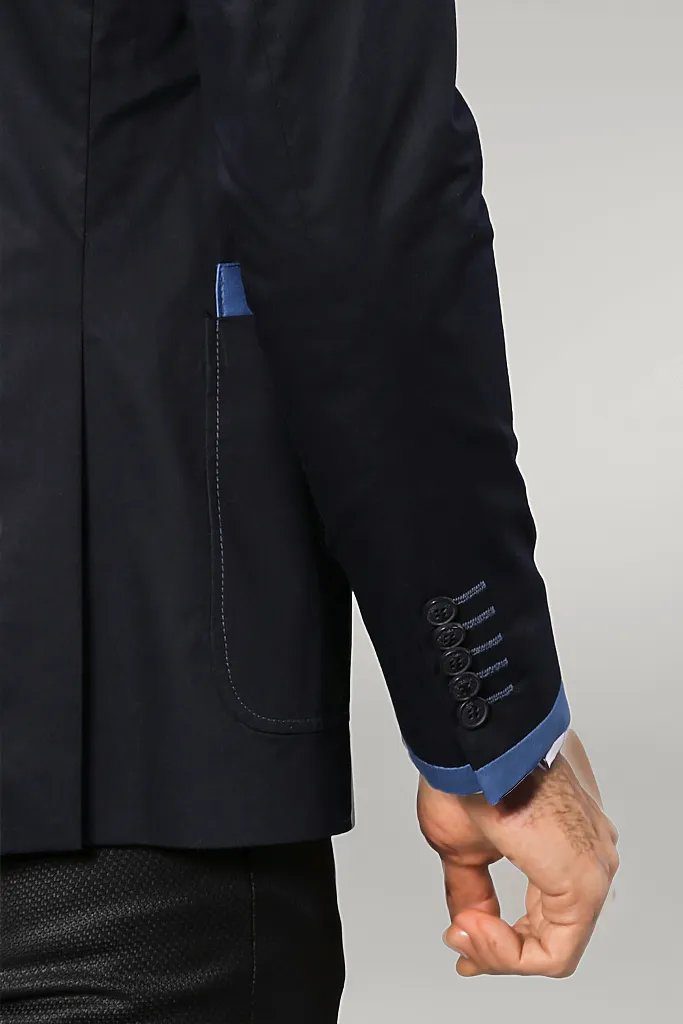 2 Button Bag Pocket Navy Blue Jacket