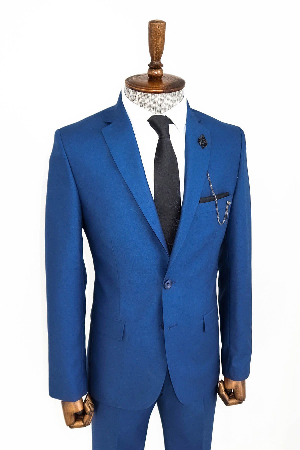 2 Piece 2 Buttons Blue Men Suit