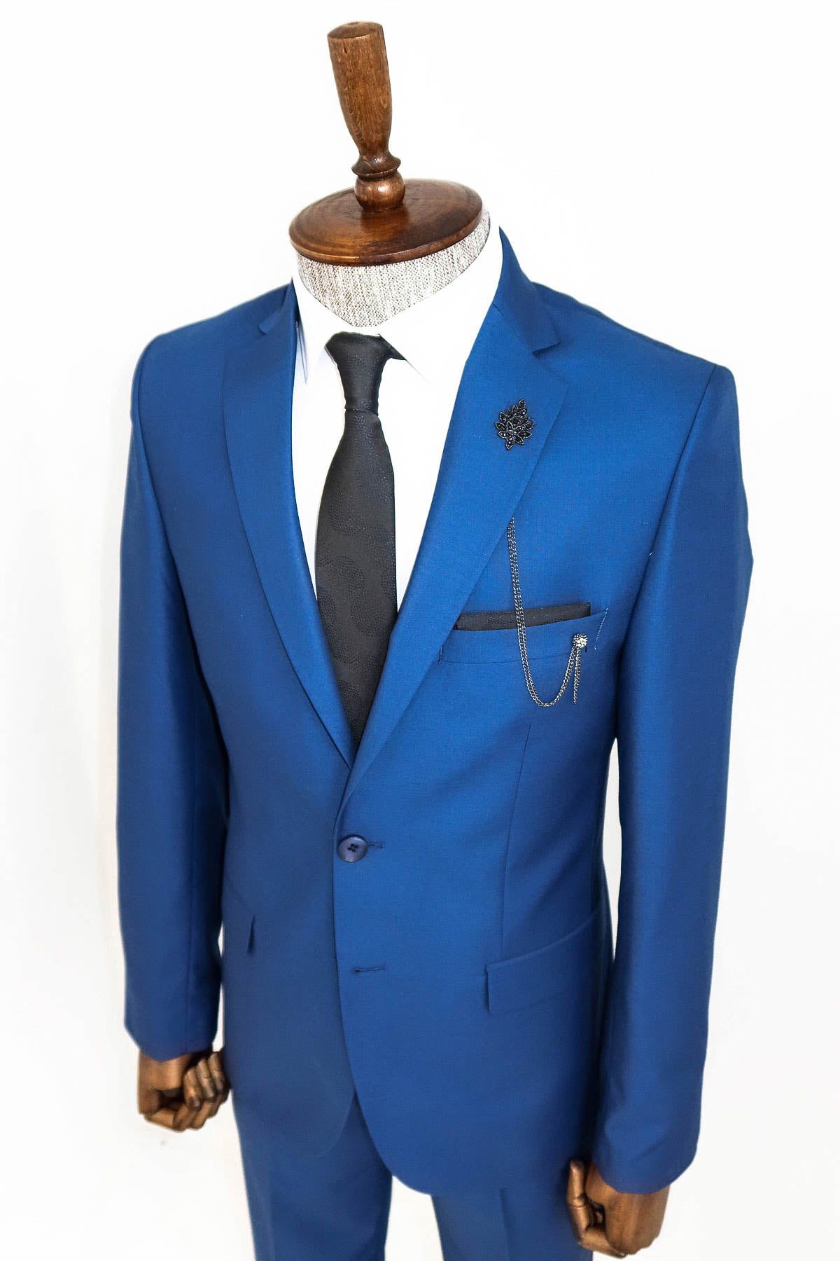 2 Piece 2 Buttons Blue Men Suit