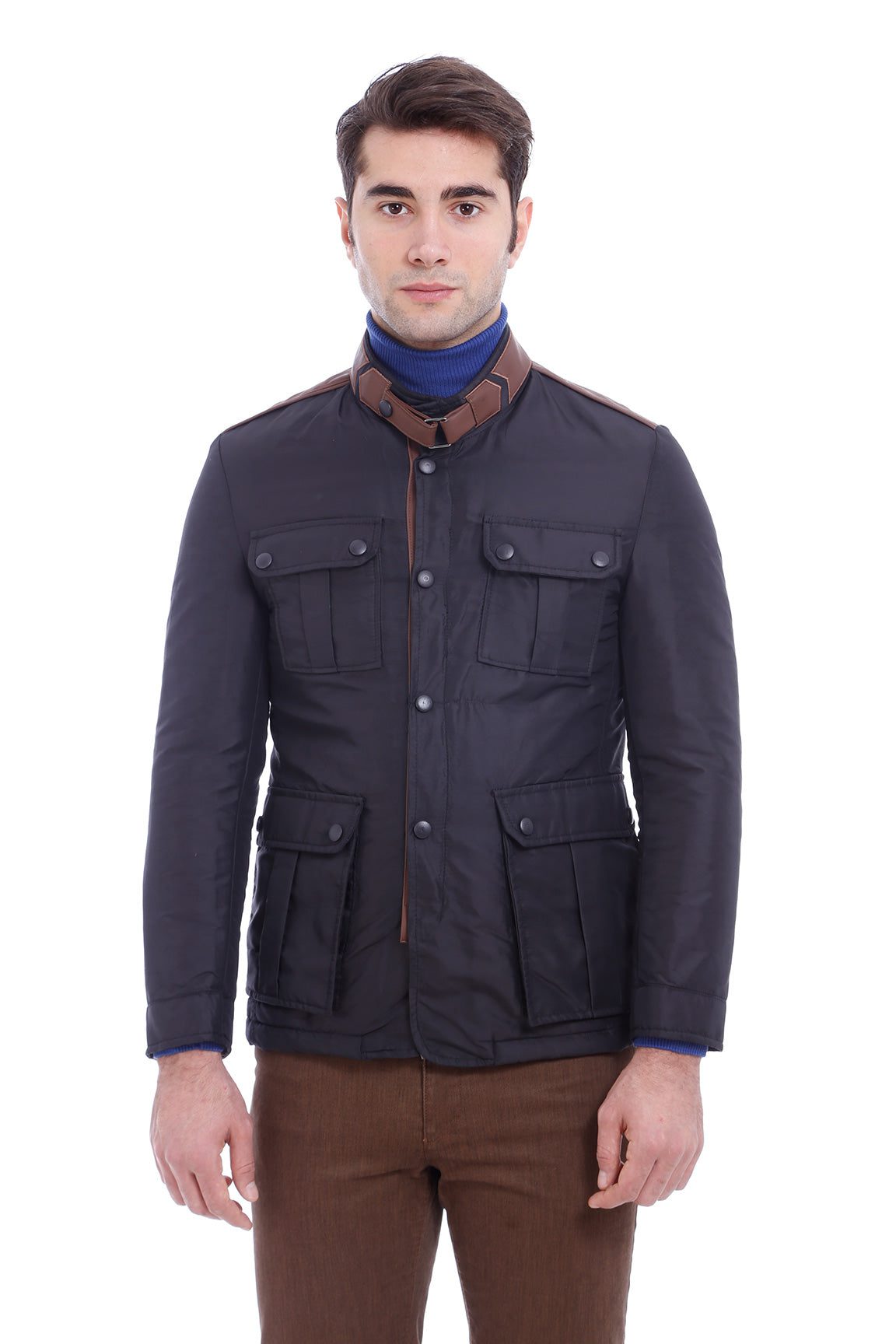 4 Pocket Snap Short Black Coat