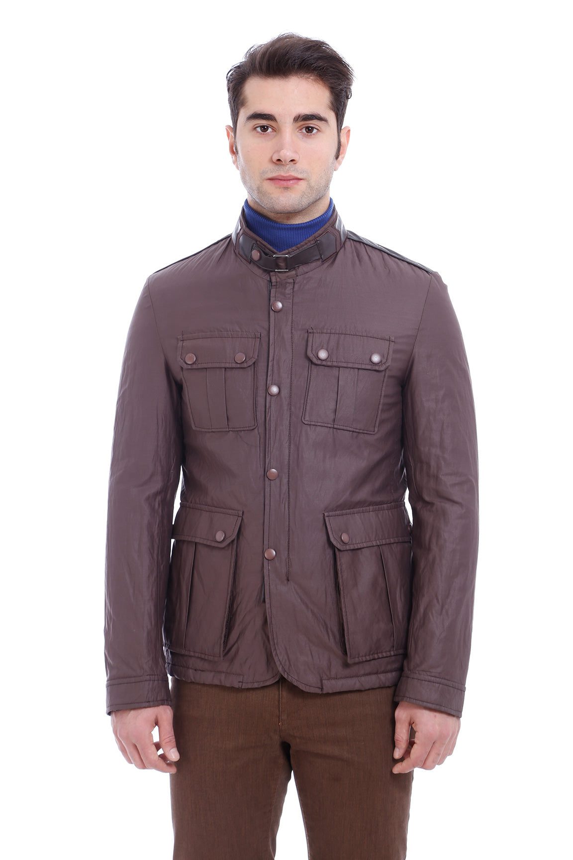 4 Pocket Snap Short Brown Coat