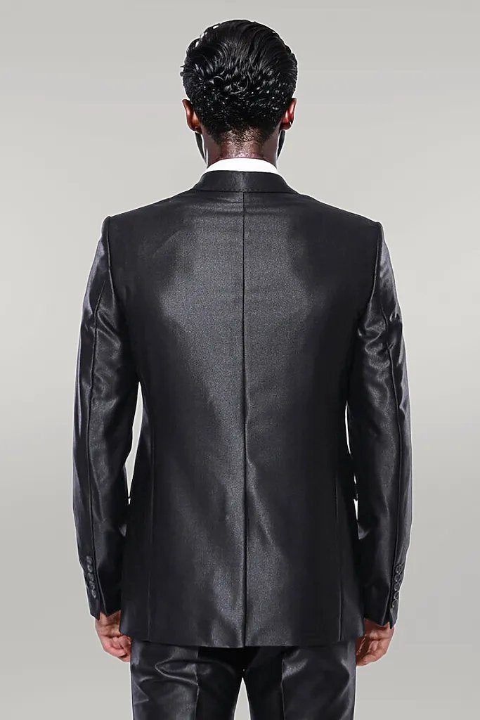 8 Drop Shiny Black Suit