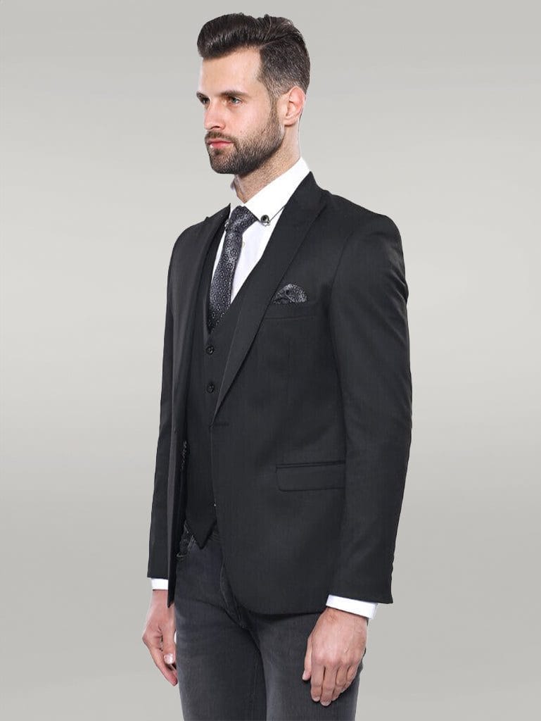 Black Blazer Vest Set