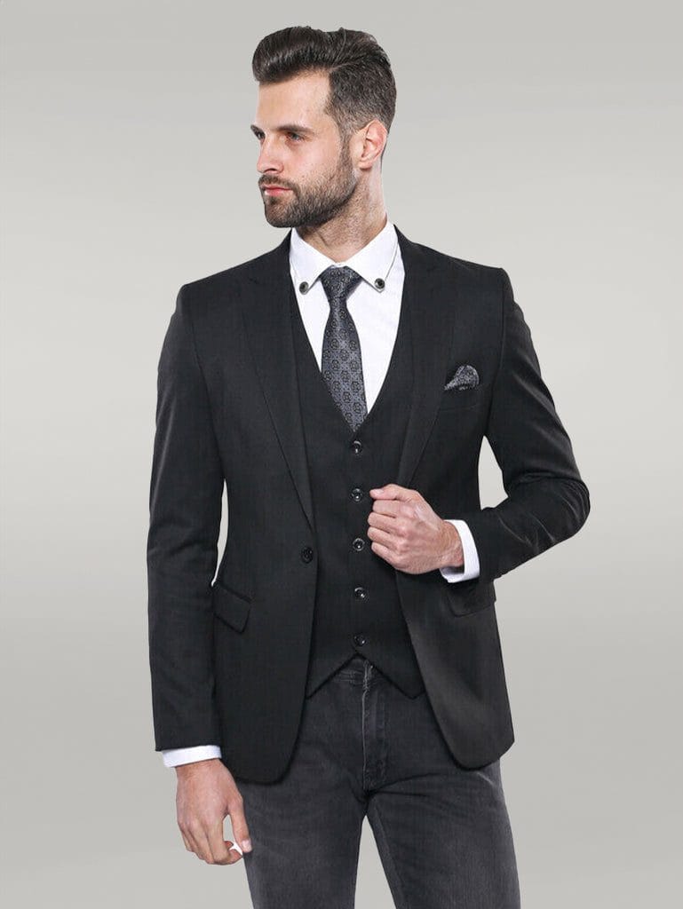 Black Blazer Vest Set