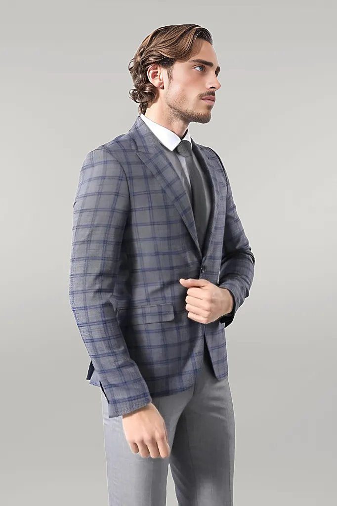 Checked Grey Men's Blazer