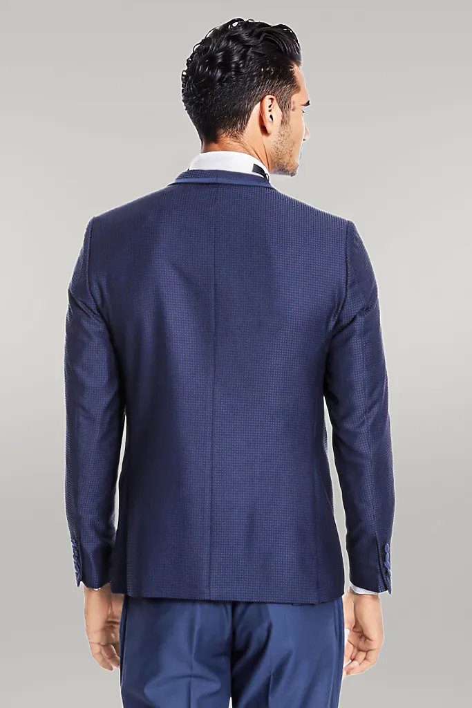Dot Patterned Dark Blue Tuxedo