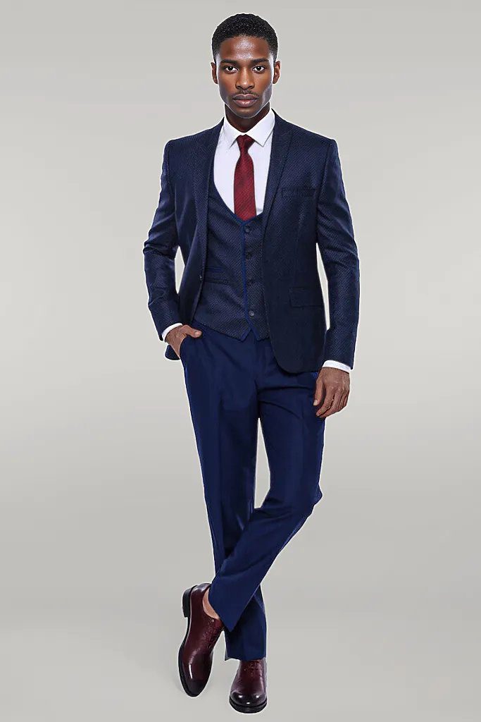 Dot-Patterned Vested Suit