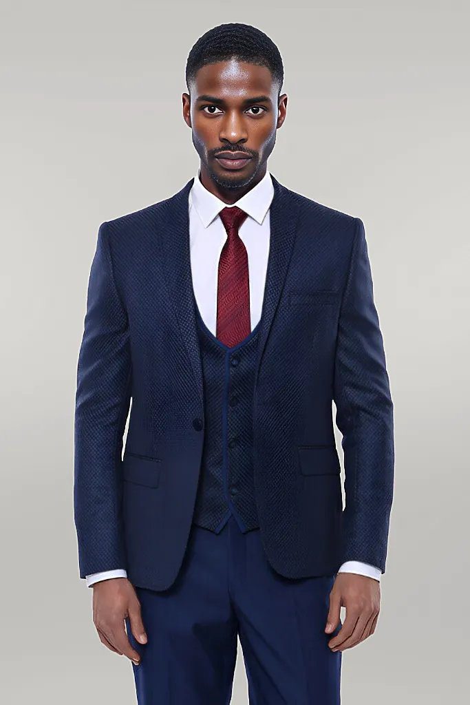 Dot-Patterned Vested Suit