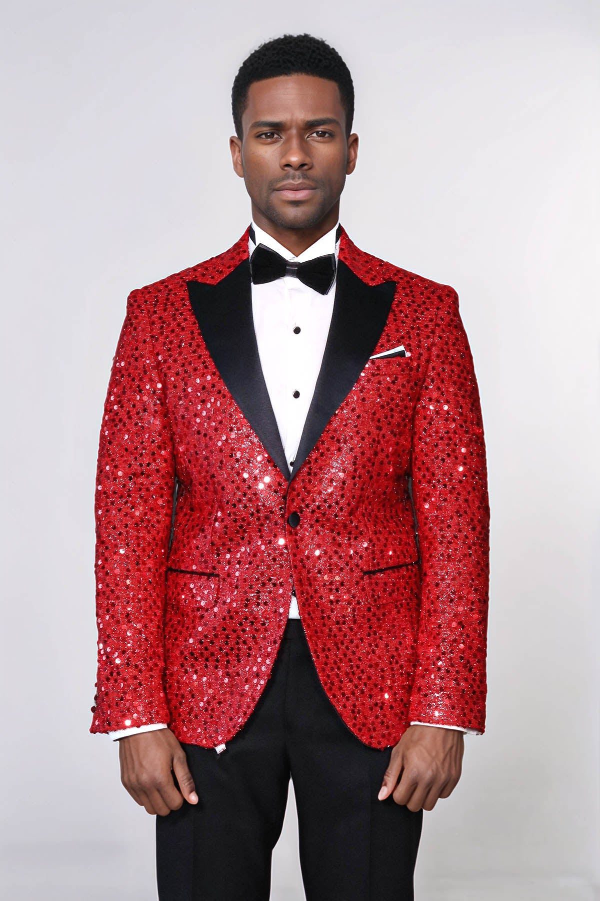 Glitter Pattern Red Men Prom Blazer