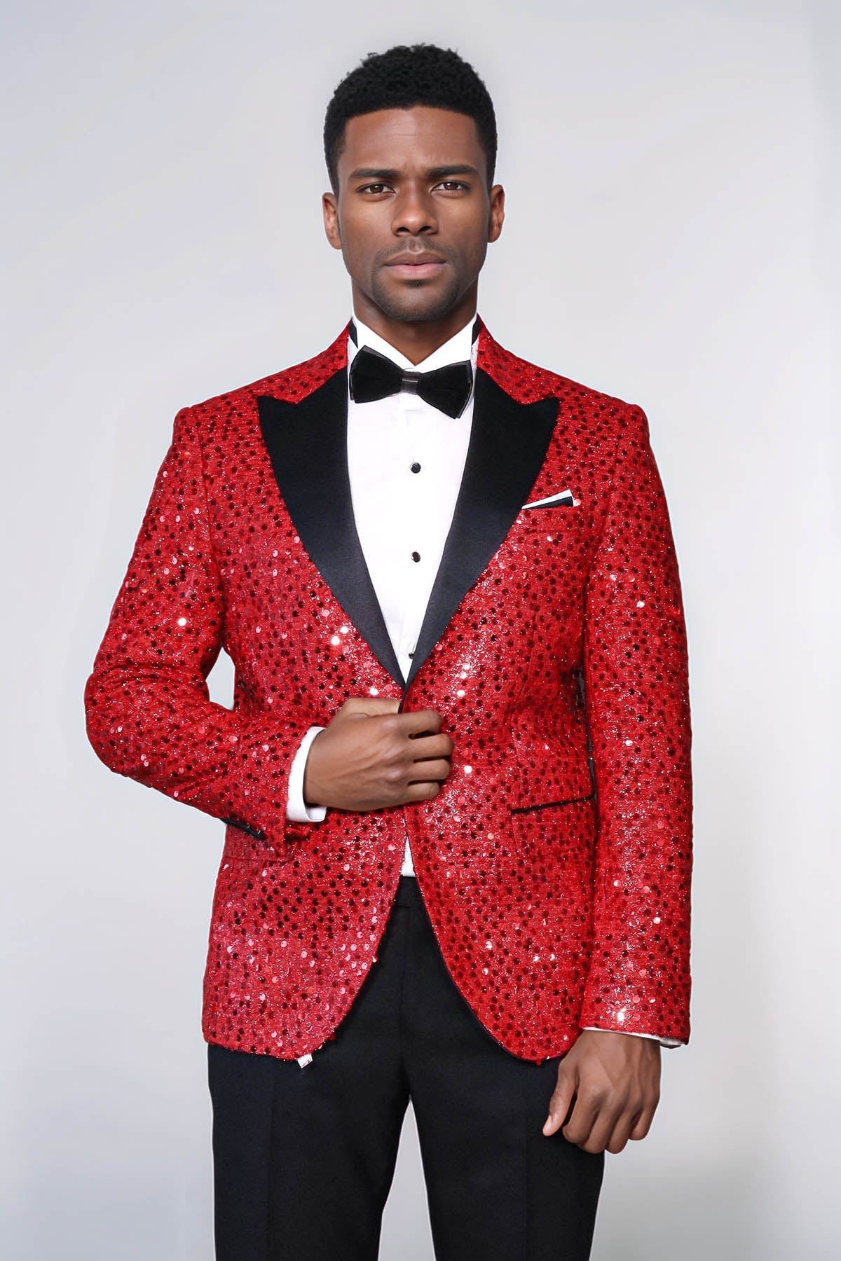 Glitter Pattern Red Men Prom Blazer