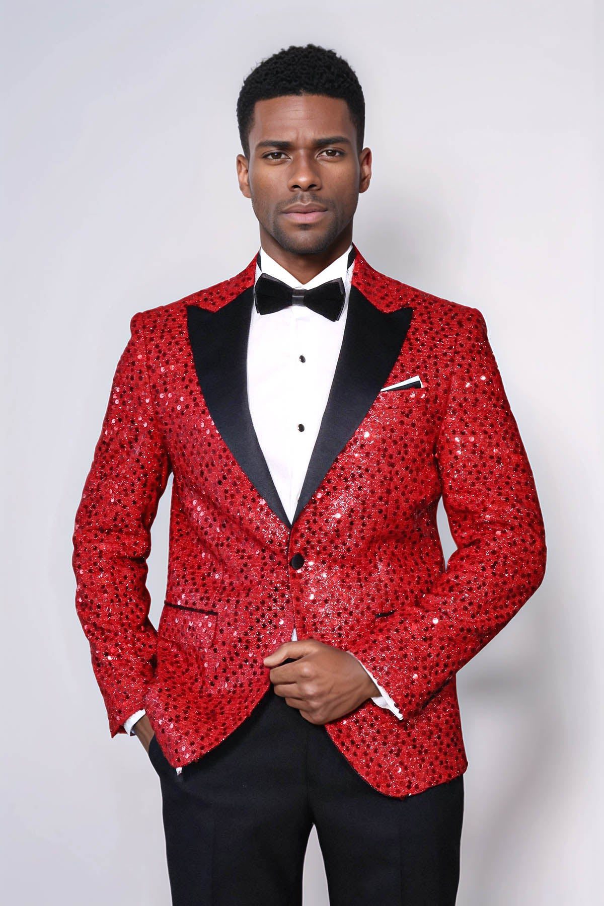 Glitter Pattern Red Men Prom Blazer