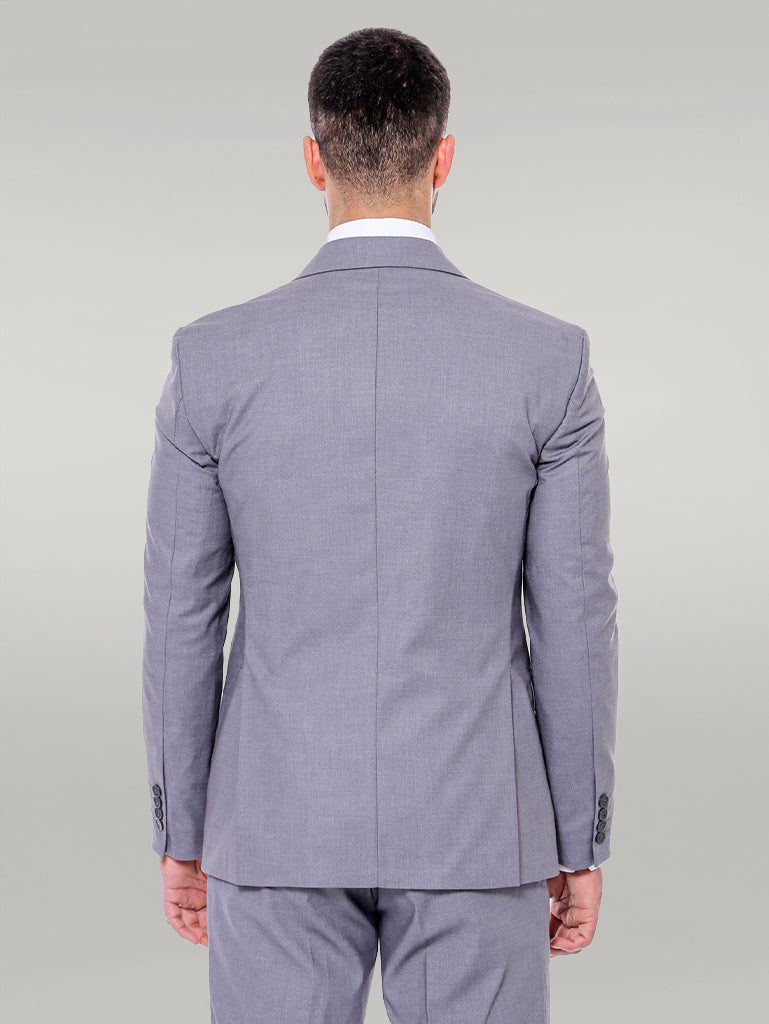 Grey Men's Plain Suit with Vest