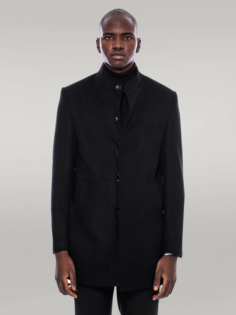 Mandarin Collar Men's Long Coat