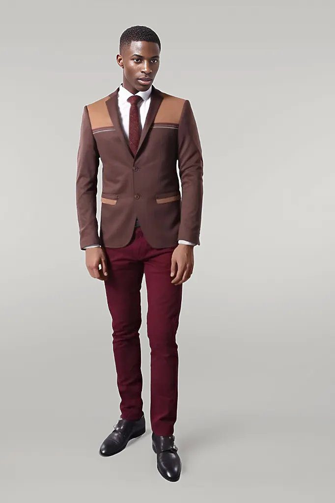 Modeled Slim Fit Brown Blazer