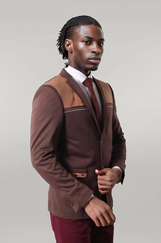 Modeled Slim Fit Brown Blazer