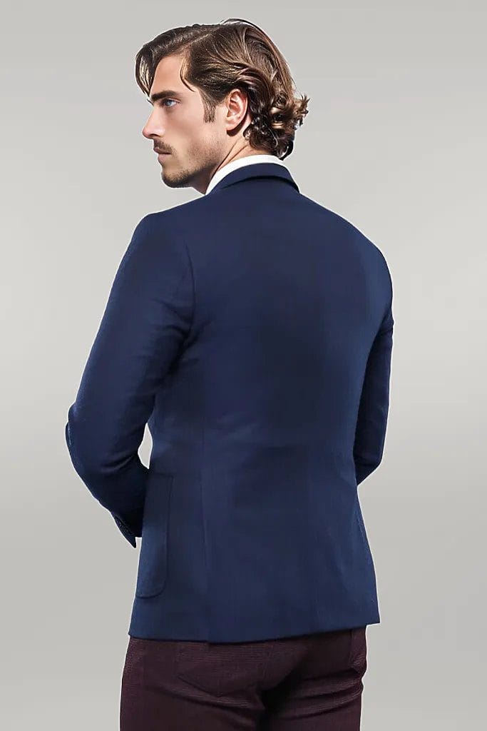Modeled Slim Fit Navy Blue Jacket