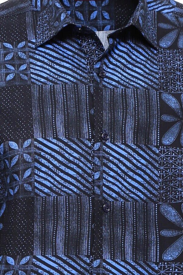 Navy Blue Patterned Shirt