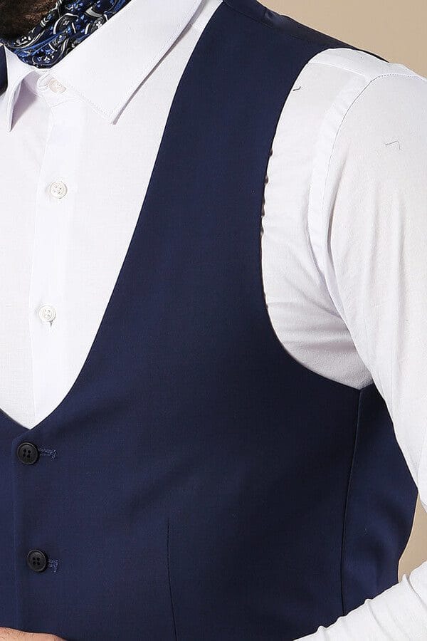 Navy Blue Vest Separate with Watch Pockets