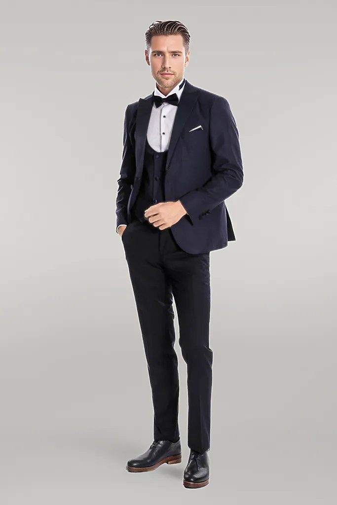 Navy Blue Vested Tuxedo
