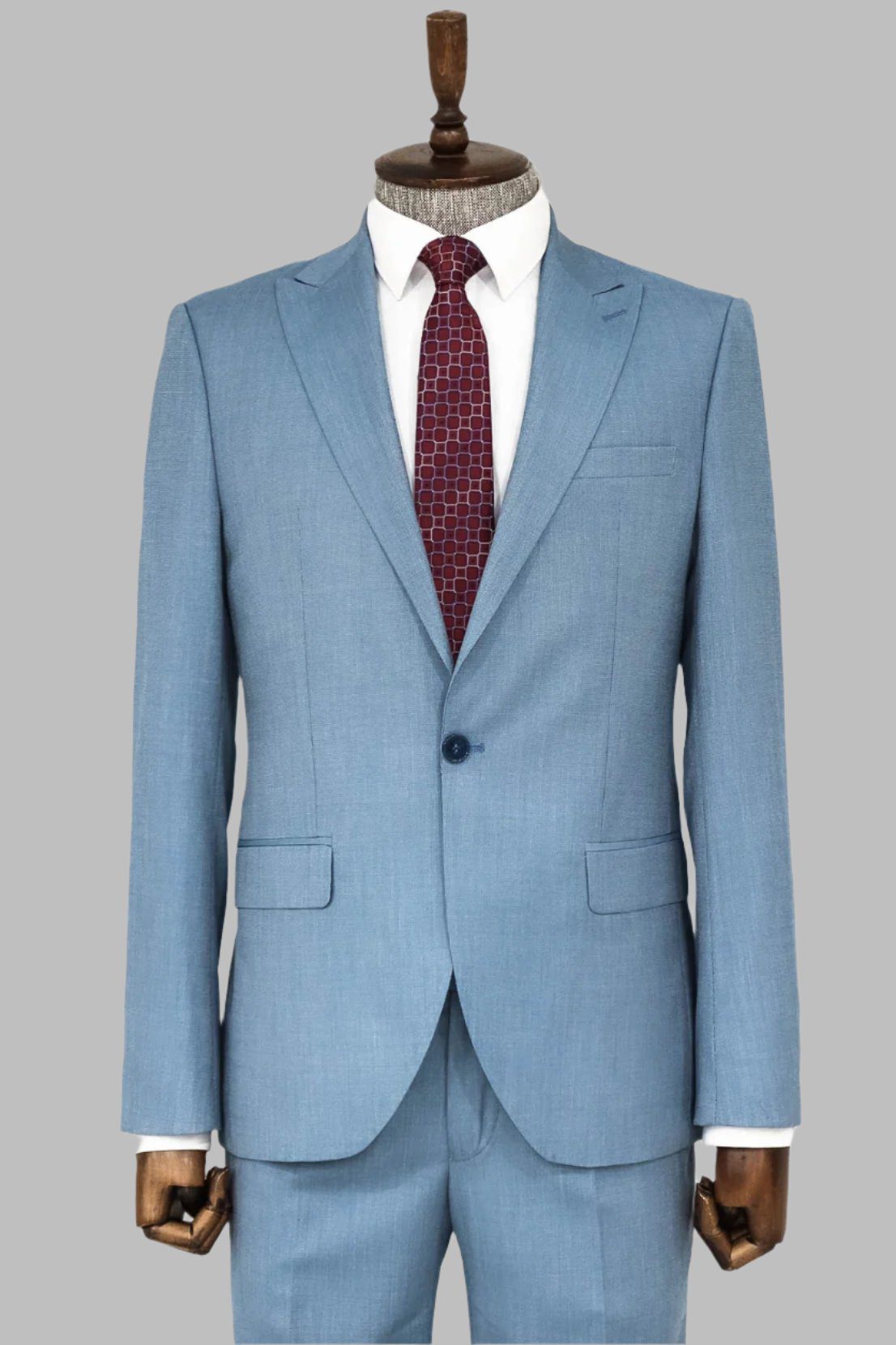 Patterned 2 Piece Slim Fit Oil Green Men Suit