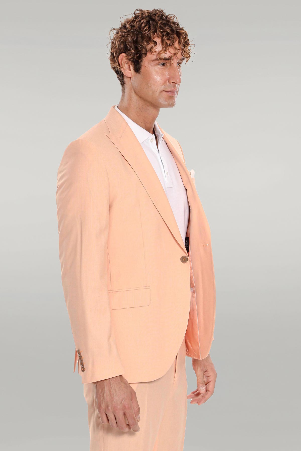 Patterned 2 Piece Slim Fit Yellow Men Suit