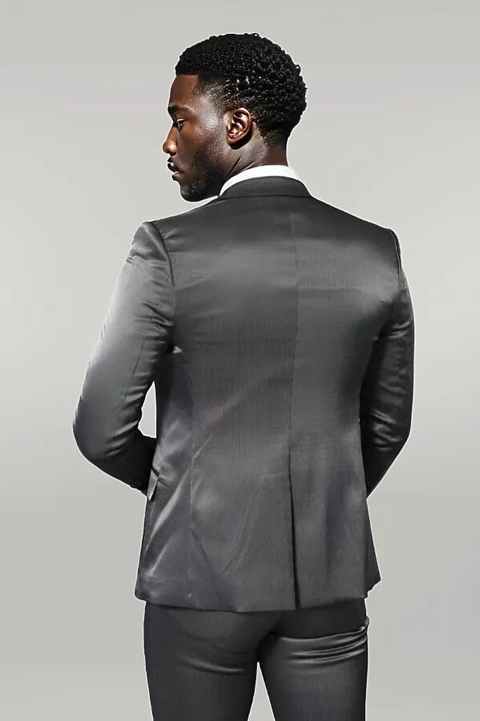 Patterned Shiny Grey Men Suit