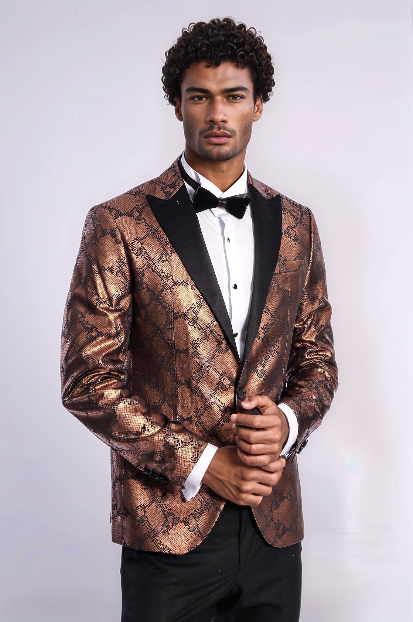 Patterned Slim Fit Brown Men Stage Tuxedo Blazer