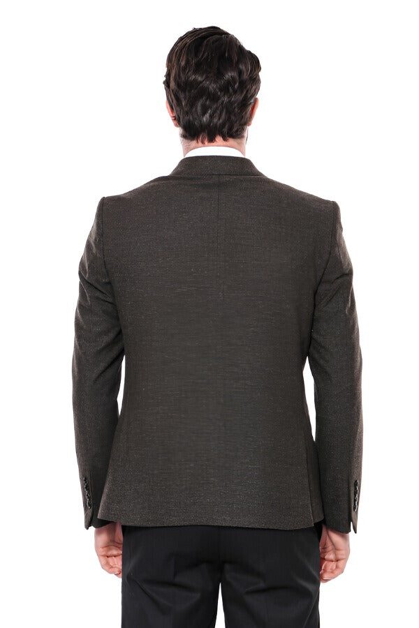 Peak Lapel Khaki Men's Blazer