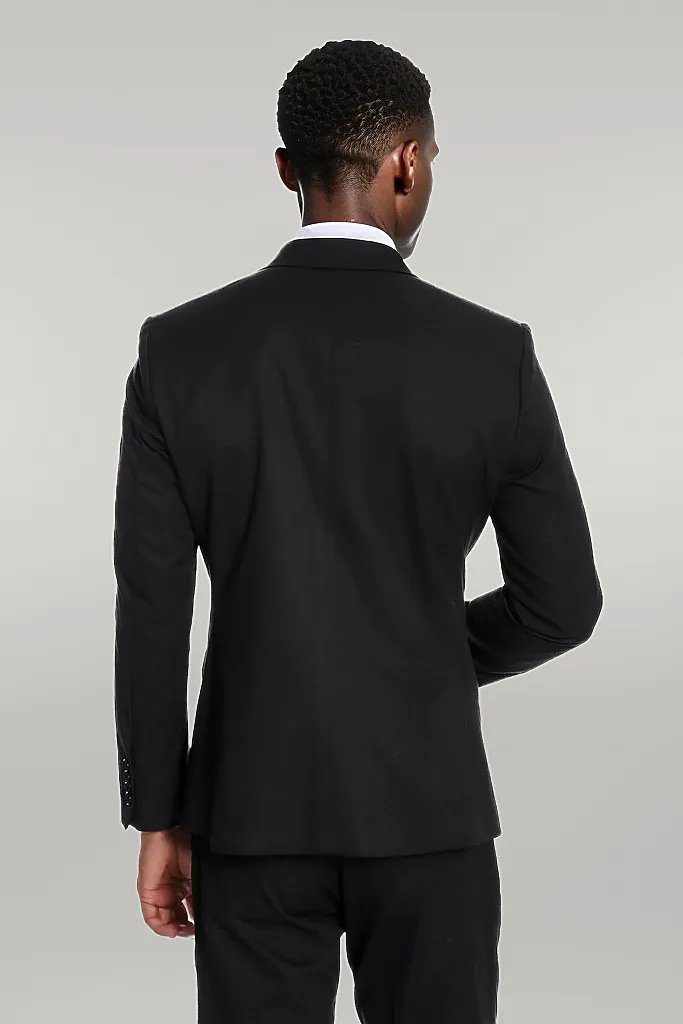 Plain 2 Piece Slim Fit Black Men Suit