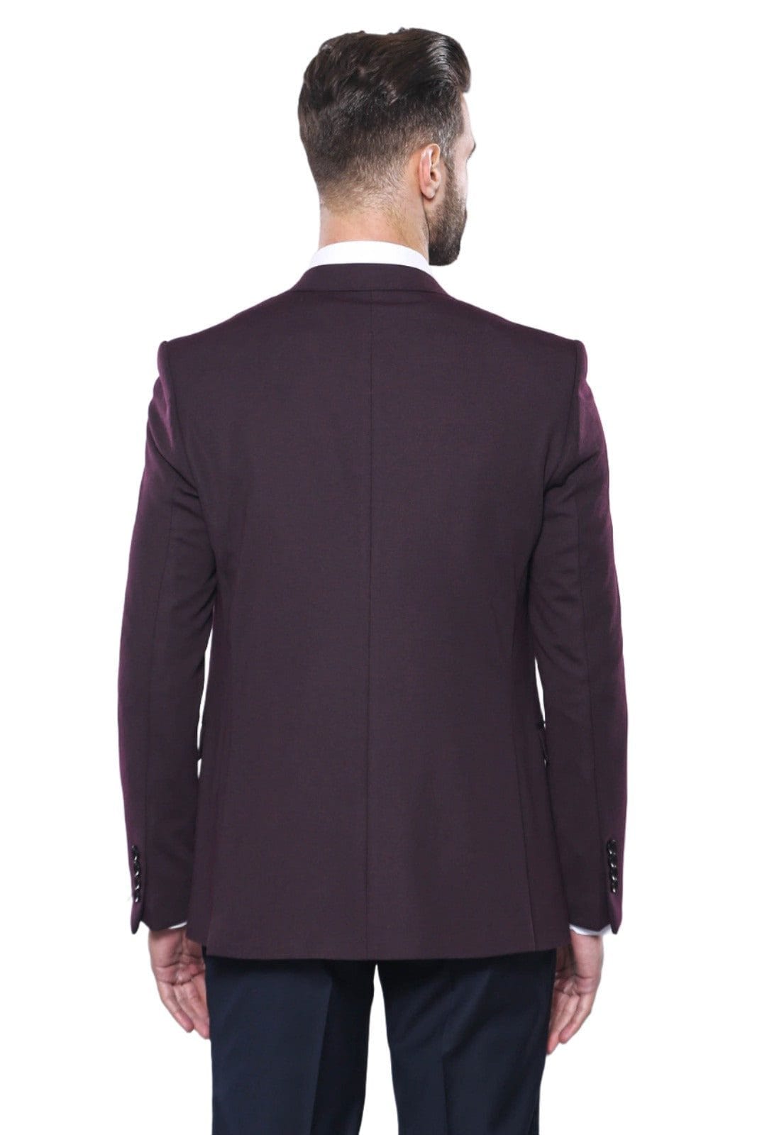 Plain Burgundy Vest Blazer Set