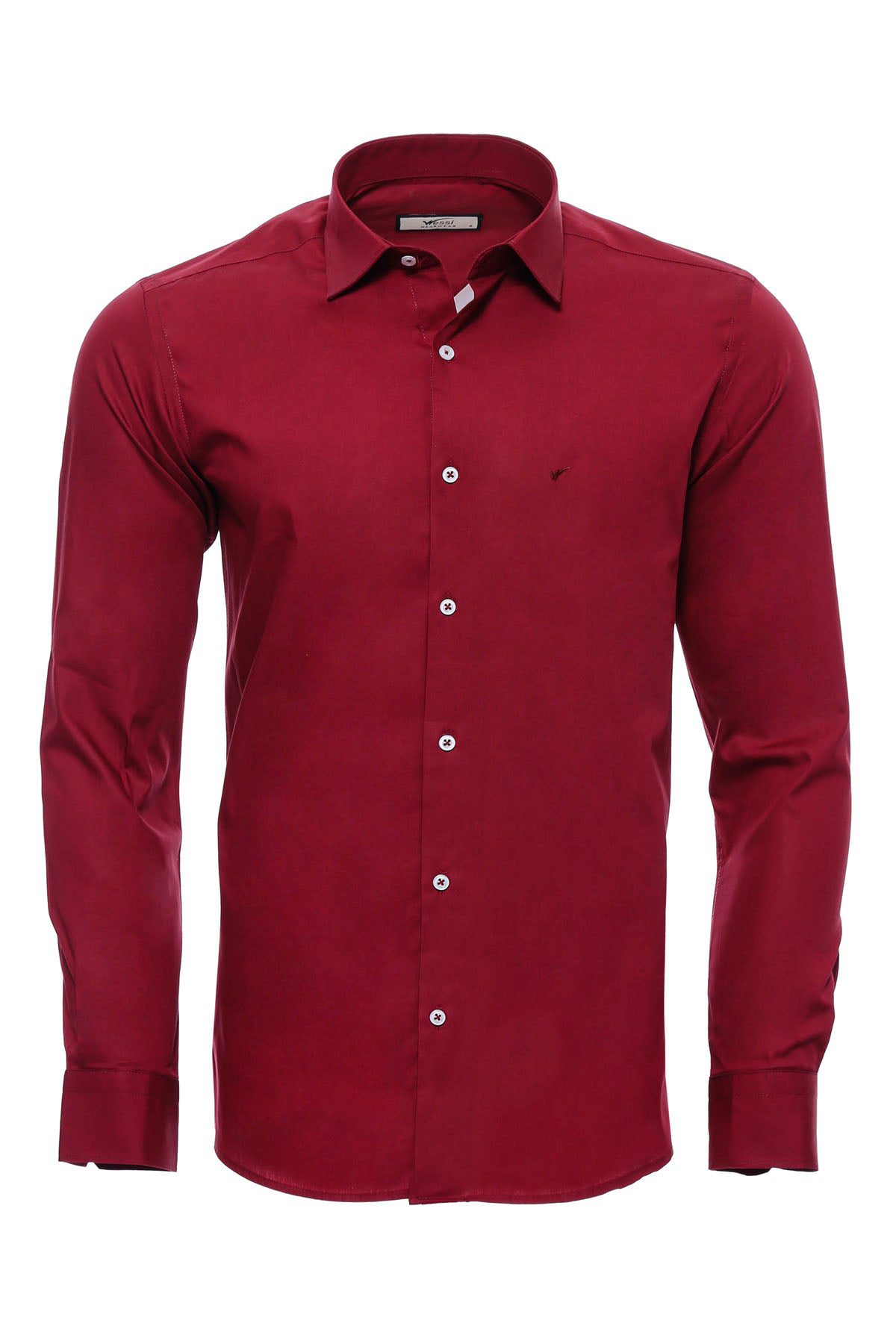 Plain Slim Fit Claret Red Men Shirt