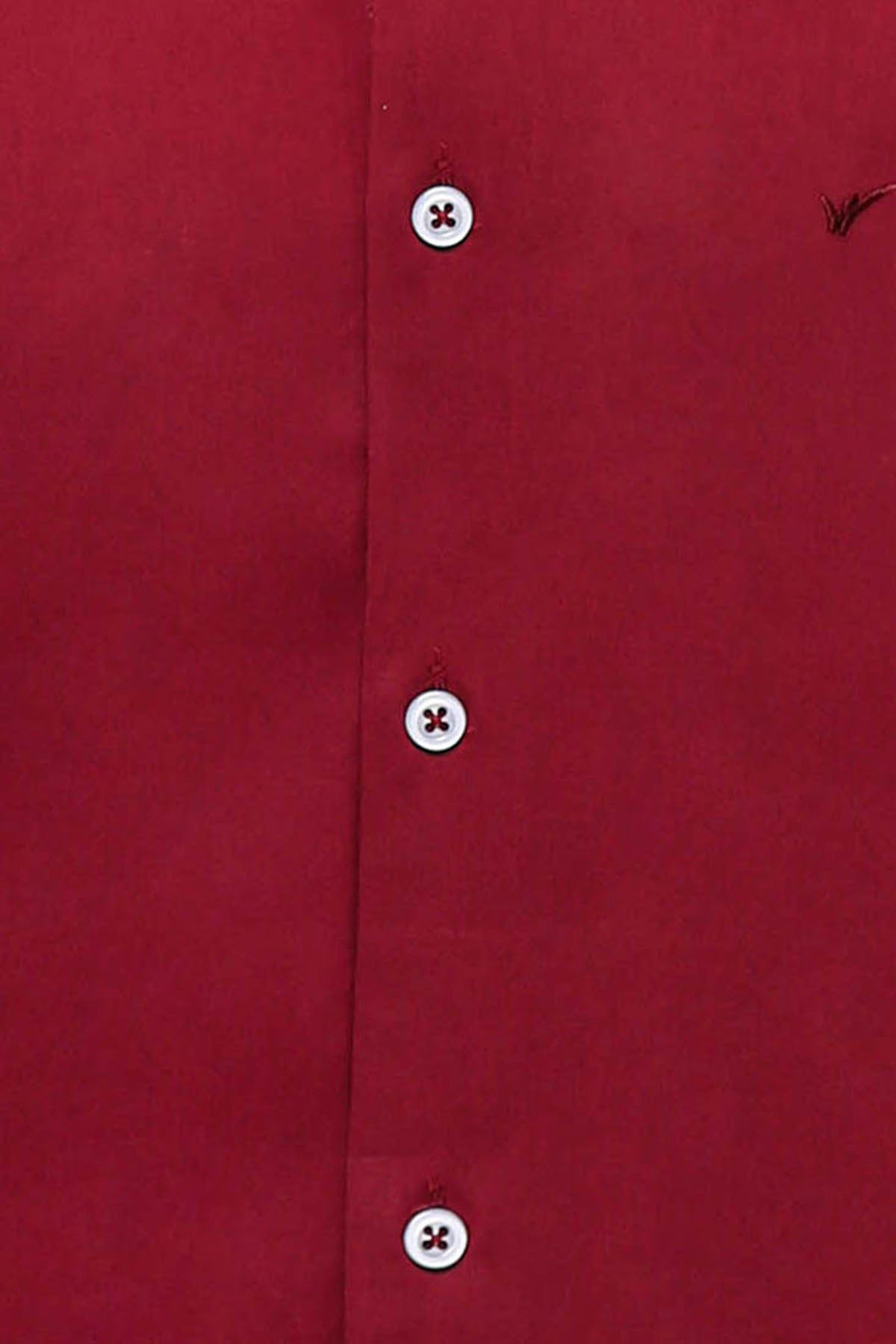 Plain Slim Fit Claret Red Men Shirt