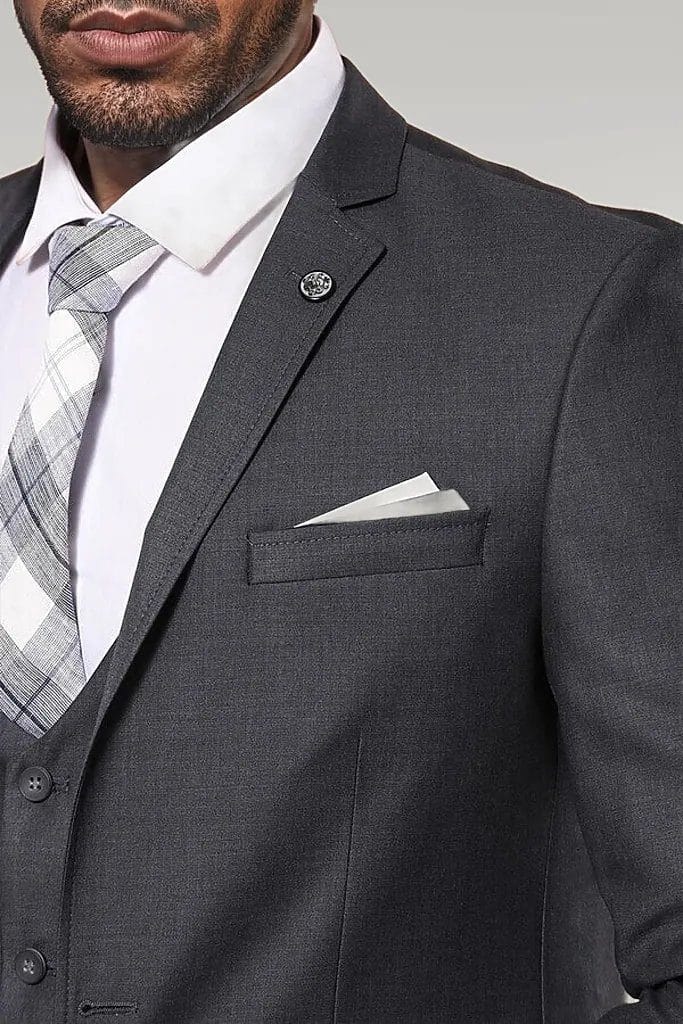 Plain Vested Anthracite Men's Suit