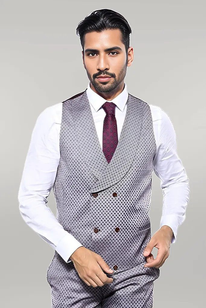 Self-Patterned Light Burgundy Suit