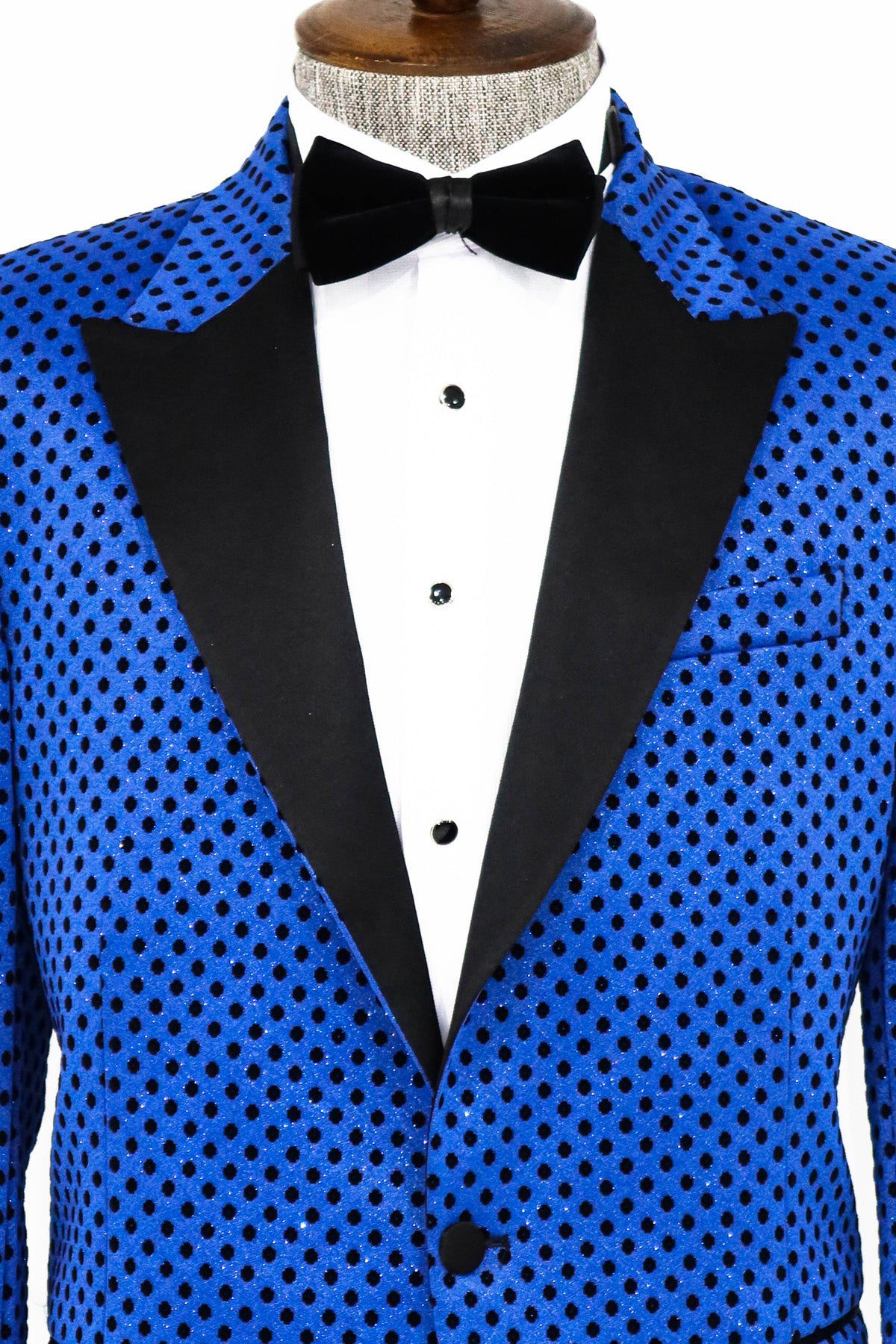 Sequin Dot Patterned Sax Blue Men Party Jackets