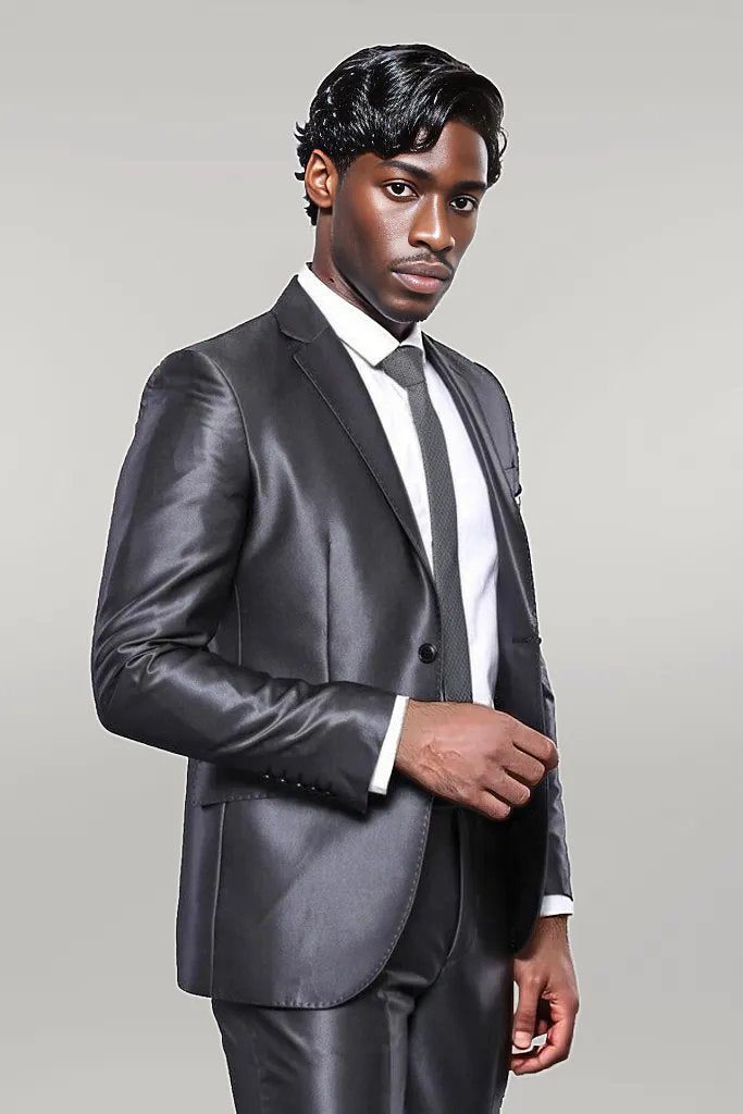 Shinny Grey Slim Fit Suit