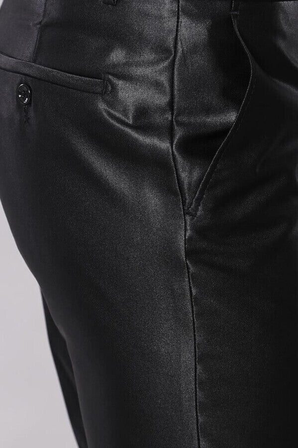 Shiny Black Men Suit