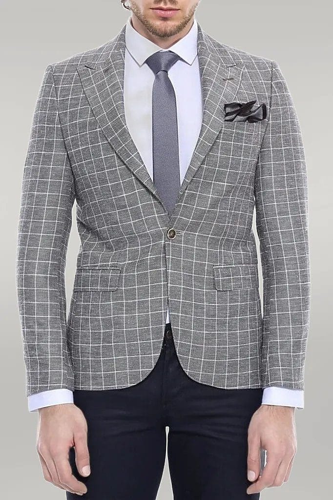 Single Button Peak Collar Beige Blazer