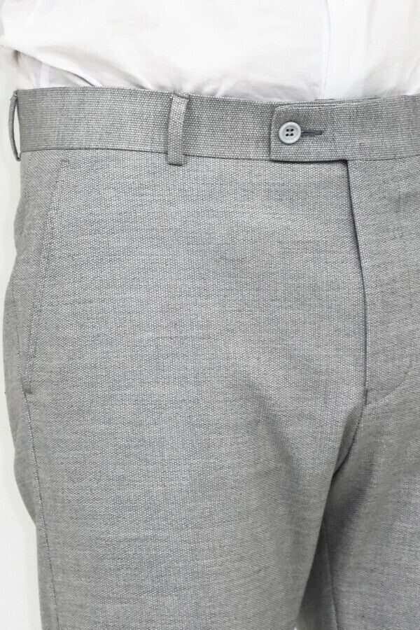 Slim Fit Patterned Grey Men Pants