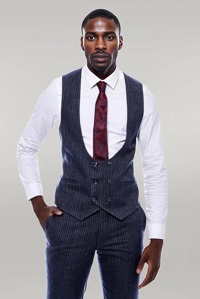 Striped Navy Double Breasted Suit