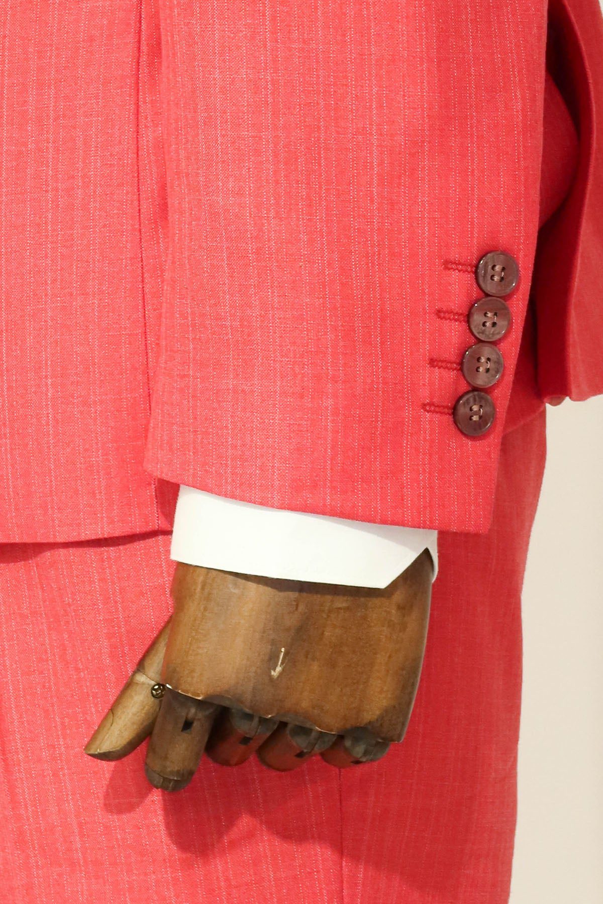 Two Piece Slim Fit Single Button Coral Red Men Suit