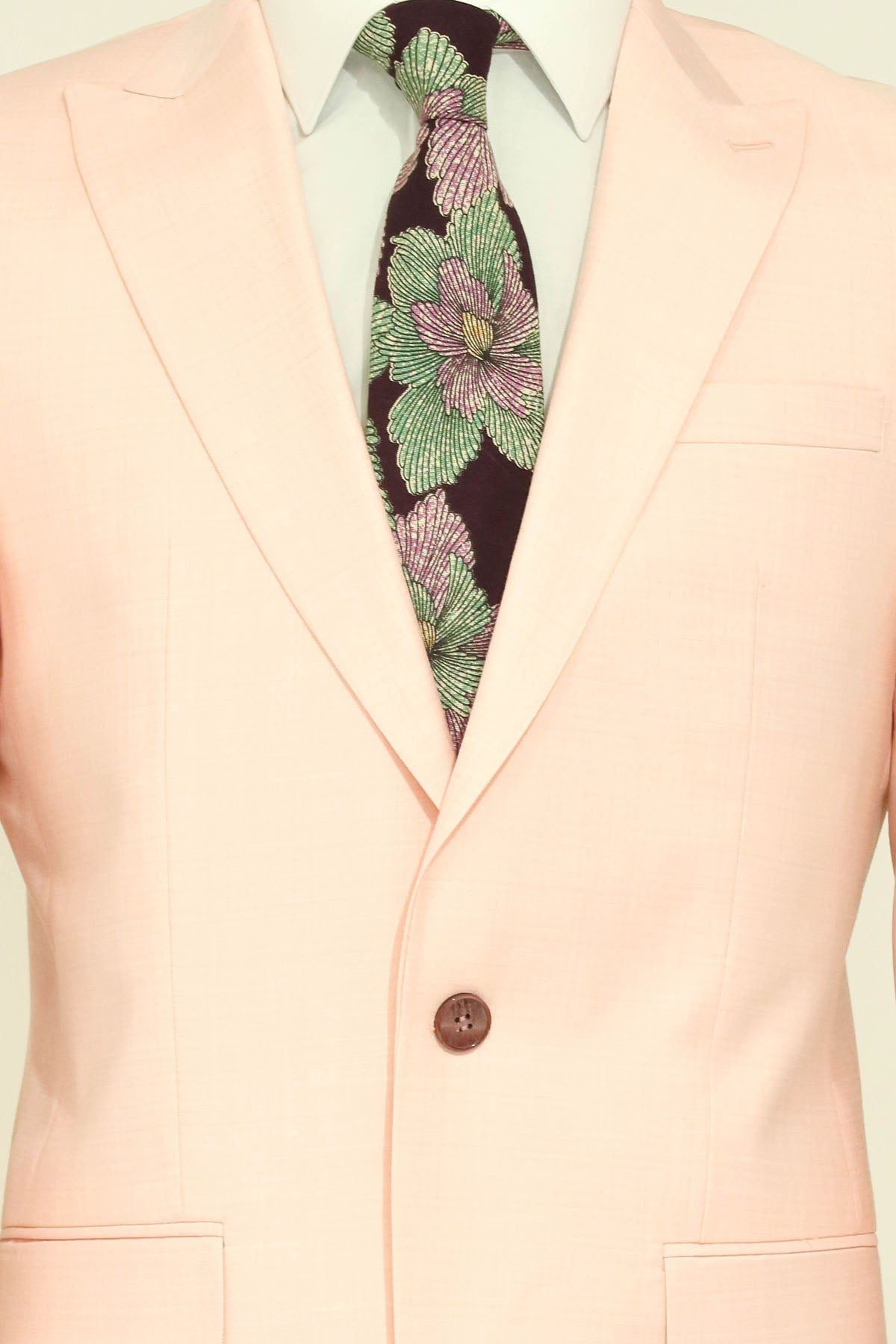 Two Piece Slim Fit Single Button Peach Colour Men Suit