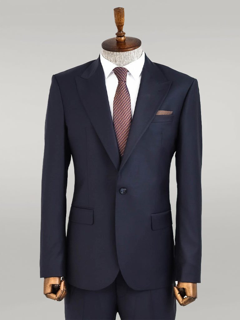 Wool Navy Blue Men Suit